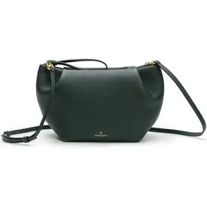 LA PORTEGNA Leather Clutch With Shoulder Strap - Forest
