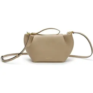 LA PORTEGNA Martita Small Leather Clutch Bag - Beige