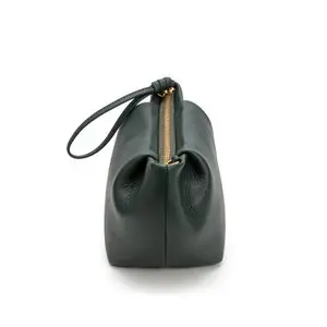 LA PORTEGNA Martita Small Leather Clutch Bag - Forest