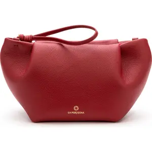 LA PORTEGNA Martita Small Leather Clutch Bag Raspberry
