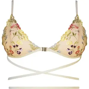 IVY SWIMWEAR Azalea Embroidered Bikini Top - Yellow