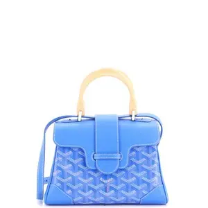 Goyard Saigon Top Handle Bag Coated Canvas With Leather Mini - Blue