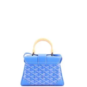 Goyard Saigon Top Handle Bag Coated Canvas With Leather Mini - Blue