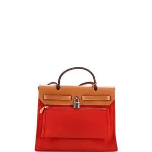 Hermès Herbag Zip Leather And Toile 31 - Red