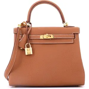 Hermès Kelly Handbag 25 Brown Togo Leather With Hardware - Gold