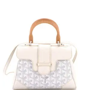 Goyard Saigon Top Handle Bag Coated Canvas With Leather Mini - White