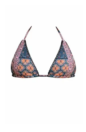 IVY SWIMWEAR Paisley Print Triangle Bikini Top - Black