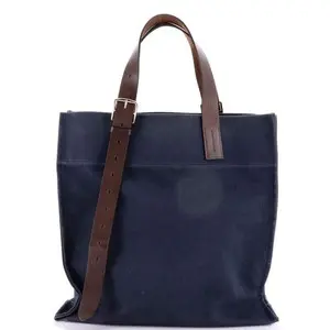Hermès Etriviere Shopping Tote Toile And Leather - Blue