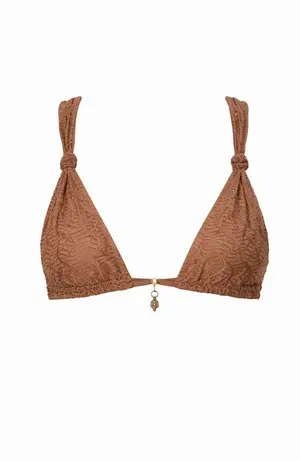 IVY SWIMWEAR Amara Textured Bikini Top - Brown