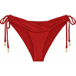 IVY SWIMWEAR Siena Ruched Bikini Bottom - Red