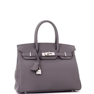 Hermès Birkin 30 Handbag Togo Leather With Palladium Hardware - Etain