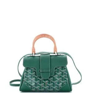 Goyard Saigon Top Handle Bag Coated Canvas With Leather Mini - Green