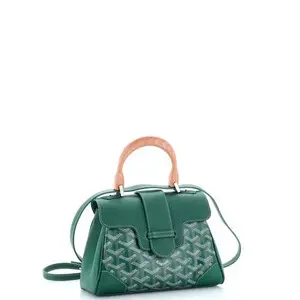 Goyard Saigon Top Handle Bag Coated Canvas With Leather Mini - Green