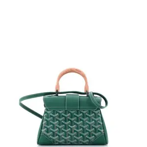 Goyard Saigon Top Handle Bag Coated Canvas With Leather Mini - Green