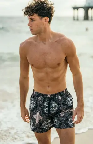 IVY SWIMWEAR Printed Swim Shorts - Black