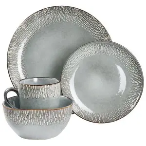 MERITAGE 16 Piece Reactive Glaze Stoneware Dinnerware Set