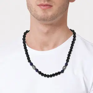 Lucky Brand Lava Rock And Lapis Beaded Necklace