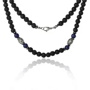 Lucky Brand Lava Rock And Lapis Beaded Necklace
