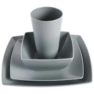 GIBSON HOME Grayson 16 Piece Square Melamine Dinnerware Set