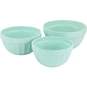 MARTHA STEWART 3 Piece Stoneware Bowl Set - Turquoise