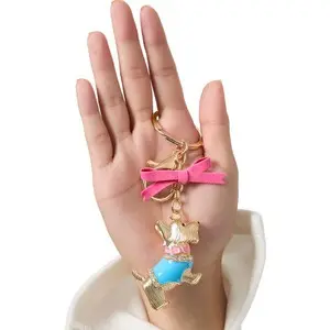 Juicy Couture Crystal Scottie Dog Keychain With Satin Bow