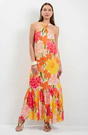 Trina Turk Sleeveless Maxi Dress With Twist Front Hardware