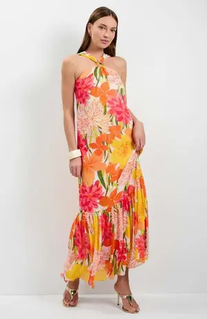 Trina Turk Sleeveless Maxi Dress With Twist Front Hardware