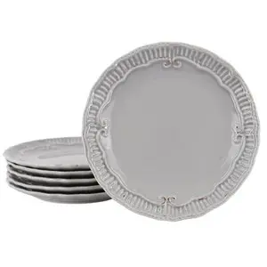 MODERN SOUTHERN HOME Capri 6 Piece 9in Stoneware Embossed Dessert Plate Set - Grey