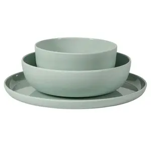 GIBSON HOME Candy Skies 12 Piece Wheat Straw Melamine Dinnerware Set - Green