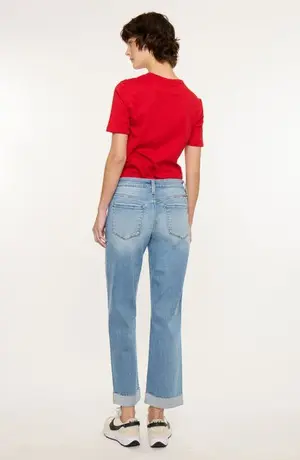 KANCAN Essentials Mid-rise Cropped Straight Leg Jeans