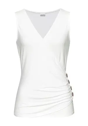 LASCANA Sleeveless Wrap Look Top With Side Buttons