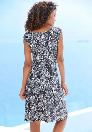 LASCANA Sleeveless Printed A-line Dress