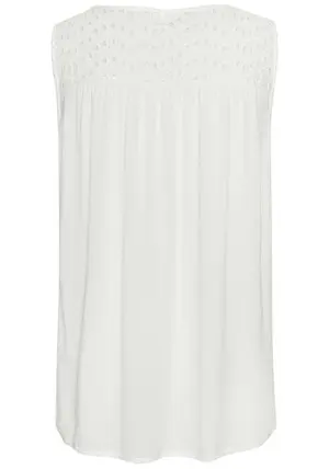 LASCANA Sleeveless Eyelet Top With Tassel Detail - White