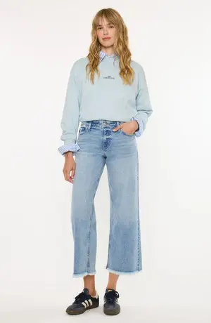 KANCAN Mid-rise Cropped Wide-leg Jeans