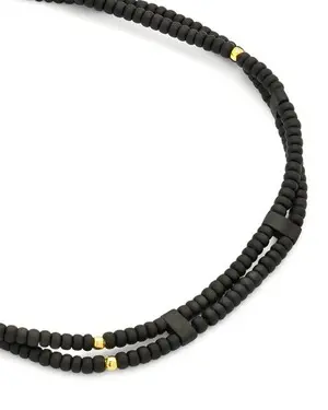JAN LESLIE Double Strand Micro Bead Bracelet - Black