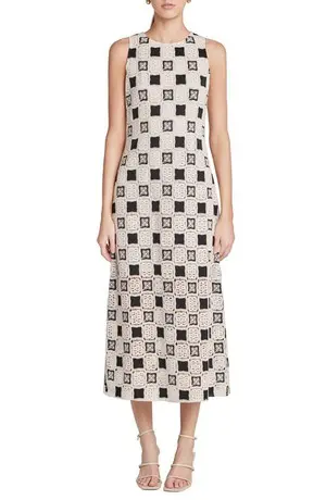 English Factory Crochet Patchwork Sleeveless Maxi Dress - Ivoryblack