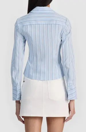 Alice + Olivia Freya Stripe Button-up Top - Blue Multi