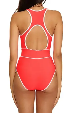 BECCA By Rebecca Virtue Contrast Binding One-piece Swimsuit - Caliente