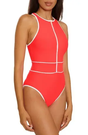 BECCA By Rebecca Virtue Contrast Binding One-piece Swimsuit - Caliente