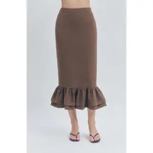 MAUDE CLUB Tennessee Linen-blend Midi Skirt