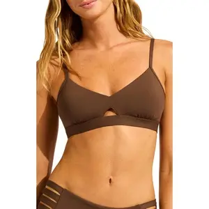 Seafolly Collective Hybrid Bikini Top - Dark Chocolate