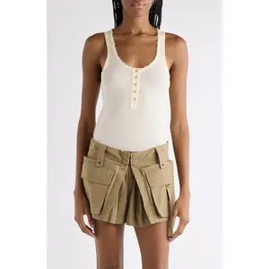 Isabel Marant Étoile Helma Raw Edge Silk Jersey Henley Tank - Ecru