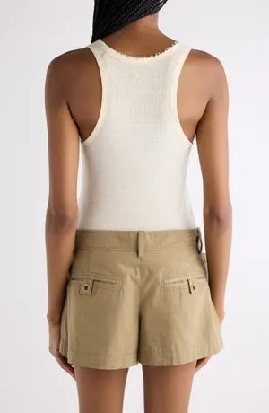 Isabel Marant Étoile Helma Raw Edge Silk Jersey Henley Tank - Ecru