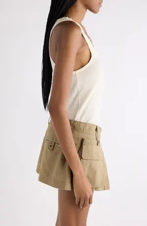 Isabel Marant Étoile Helma Raw Edge Silk Jersey Henley Tank - Ecru