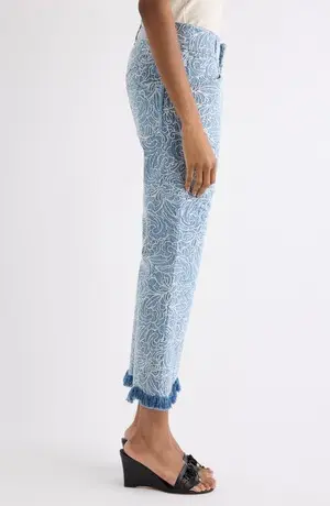 Isabel Marant Ombeline Ripped Embroidered Crop Flare Jeans