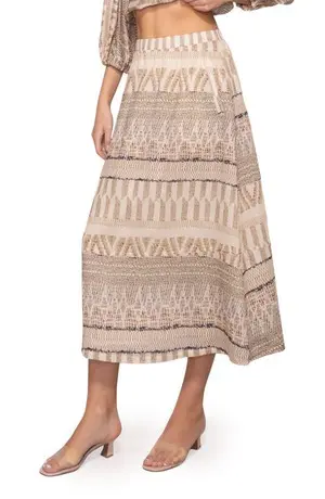 MELLODAY Printed Midi Skirt - Blush Multi