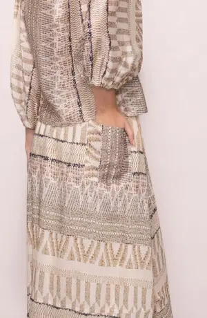 MELLODAY Printed Midi Skirt - Blush Multi