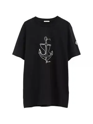Moncler Embroidered Cotton T-shirt - Black