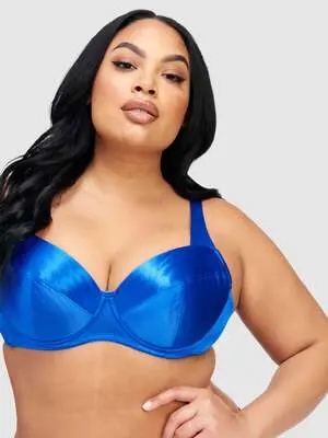 Frederick's Of Hollywood Va Va Voom Satin Full Figure Push Up Bra - Princess Blue