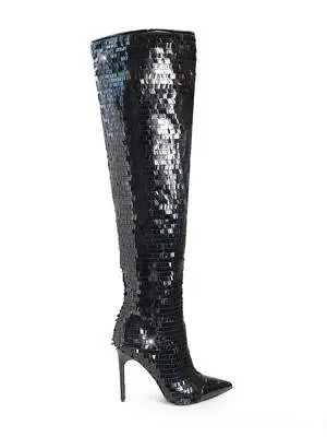 Frederick's Of Hollywood Vitoria Sequin Knee High Boots - Black